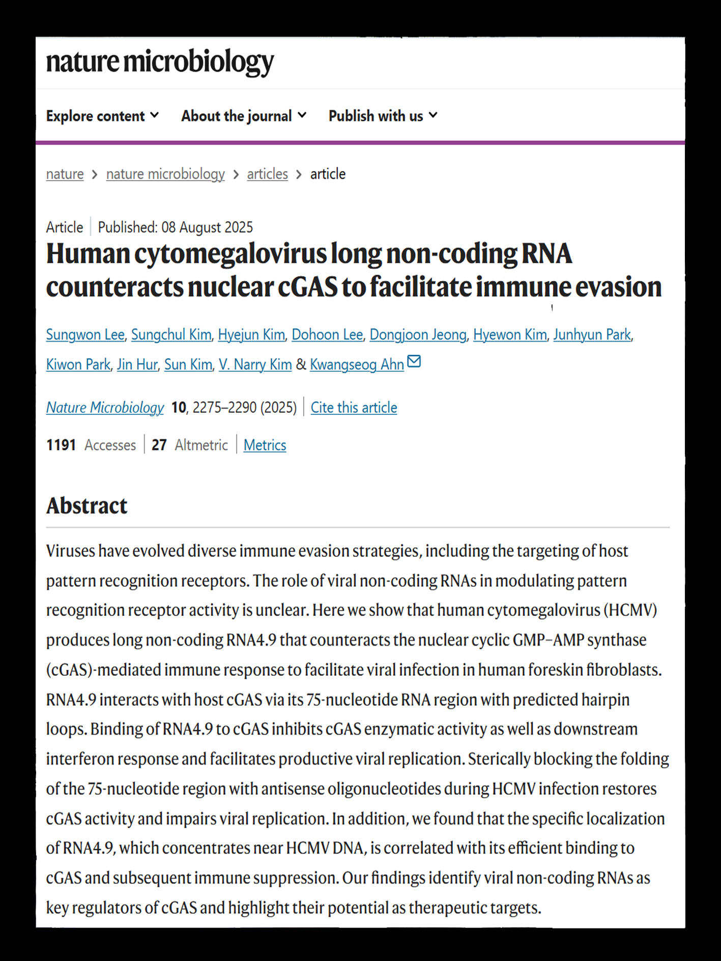 2025/08 Published on Nature Microbiology – The Lab: Virus and Molecular ...